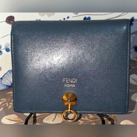Fendi | Bags | Fendi By The Way Bifold Wallet Greygray Light Blue ...